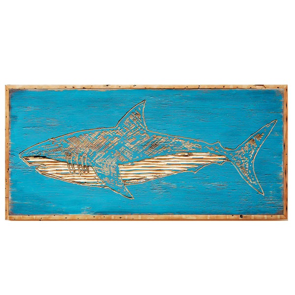 Carved Great White Shark Framed |Shark Wall Decor - Haven America
